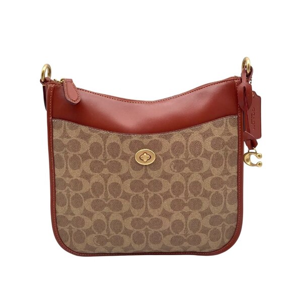 Coach | Bags | Coach Tan Rust Signature Coated Canvas Chaise Crossbody ...
